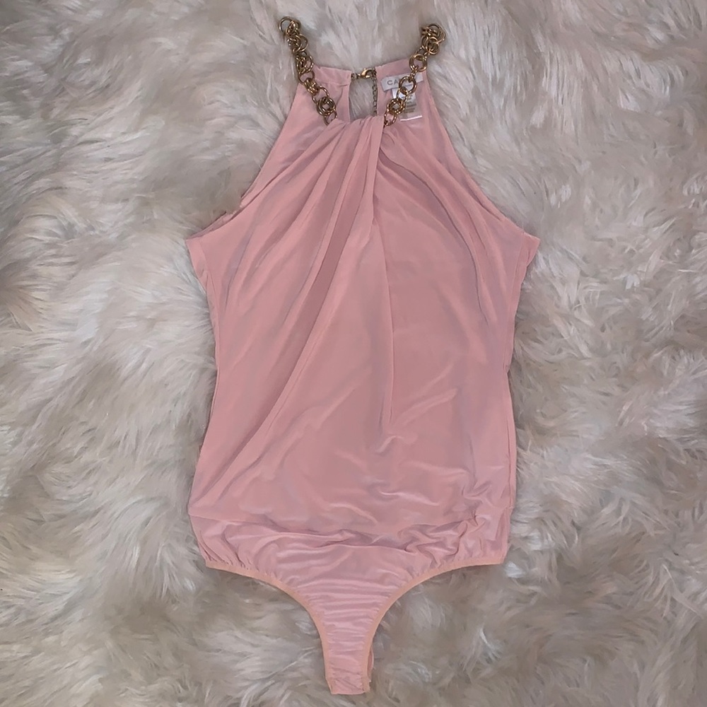 Cache Bodysuit With Gold Chain Collar - Gem